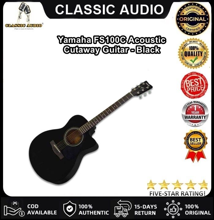 Yamaha FS100C Acoustic Cutaway Guitar - Black New upgarded classic ...