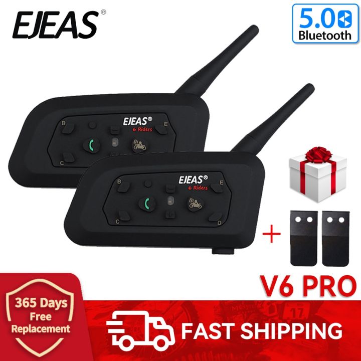 EJEAS V6 Pro Motorcycle Helmet Intercom 6 Riders Bluetooth5.0 Headset ...