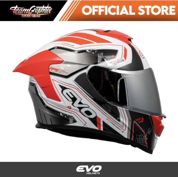 EVO GT-PRO INVICTUS RED (NON REVO RED LENS) FULL FACE DUAL VISOR WITH ...