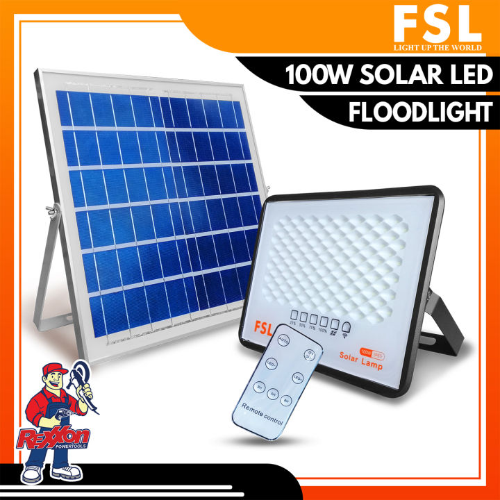 FSL 100W Solar LED Flood Light with Solar Panel FSF122-100 Rexxon Power ...