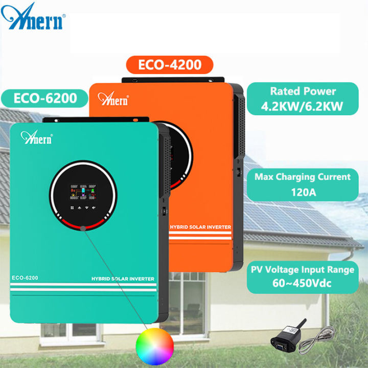 Anern 4.2KW/6.2kw hybird INVERTER 24V/48V HYBRID off Grid SOLAR INVERTER 120A ในตัว MPPT Solar ...