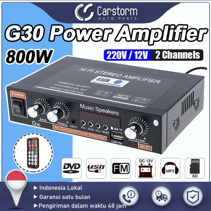 800W G30 Mini Amplifier 12V/220V FM SD HiFi bluetooth 5.0 Stereo Audio ...