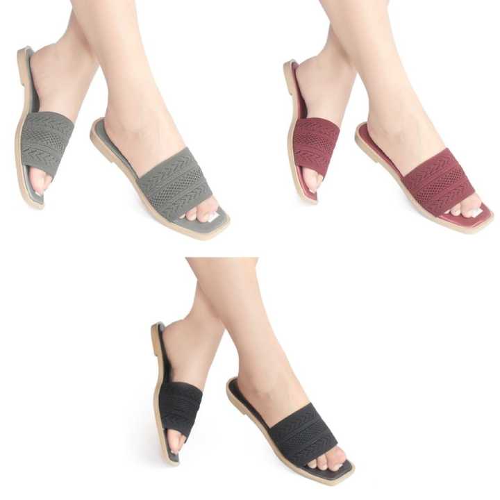 SANDAL TEPLEK WANITA DEWASA' RAJUT IMFOR MOTIF PANAH YANG TREN 2022 ...