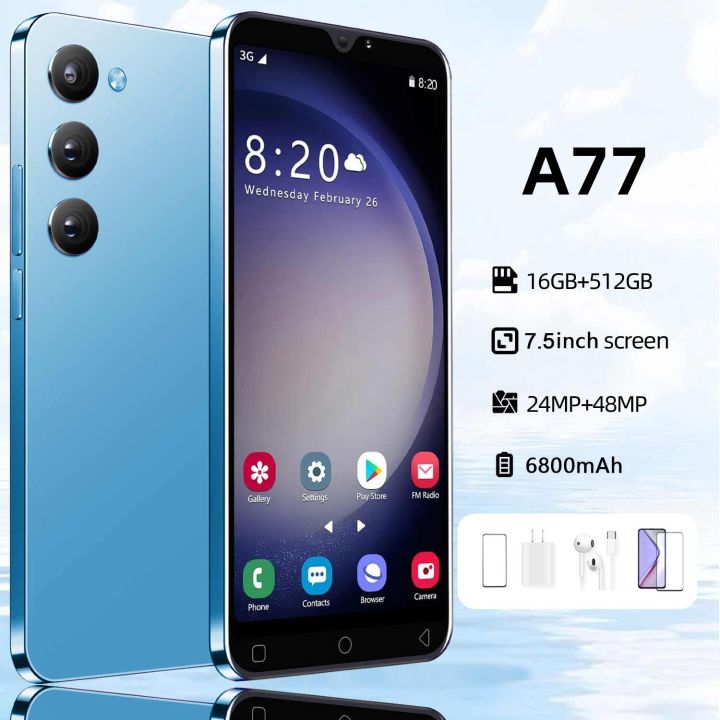 Original Smartphone OPP0 A77 7.5 inch HD Large Screen 16+512GB Android ...