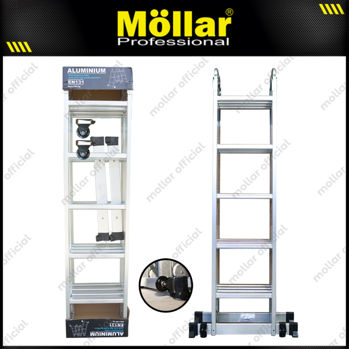 MOLLAR 2 Roda Tangga Lipat 5.8 Meter 4 x 5 Aluminium Step Double Ladder ...