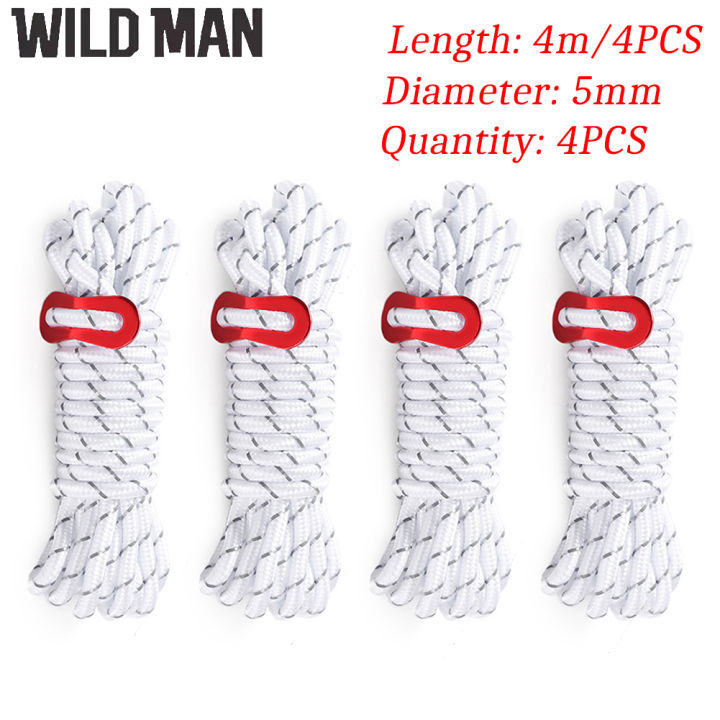 4pcs 4mm Tent Wind Rope Cord Outdoor Camping Reflective Lanyard with ...