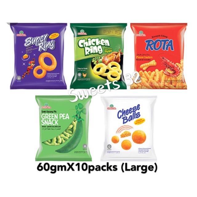 Big Bundle [10pack X 60g ] Super Ring / Rota / Green Pea / Rostik Snack ...