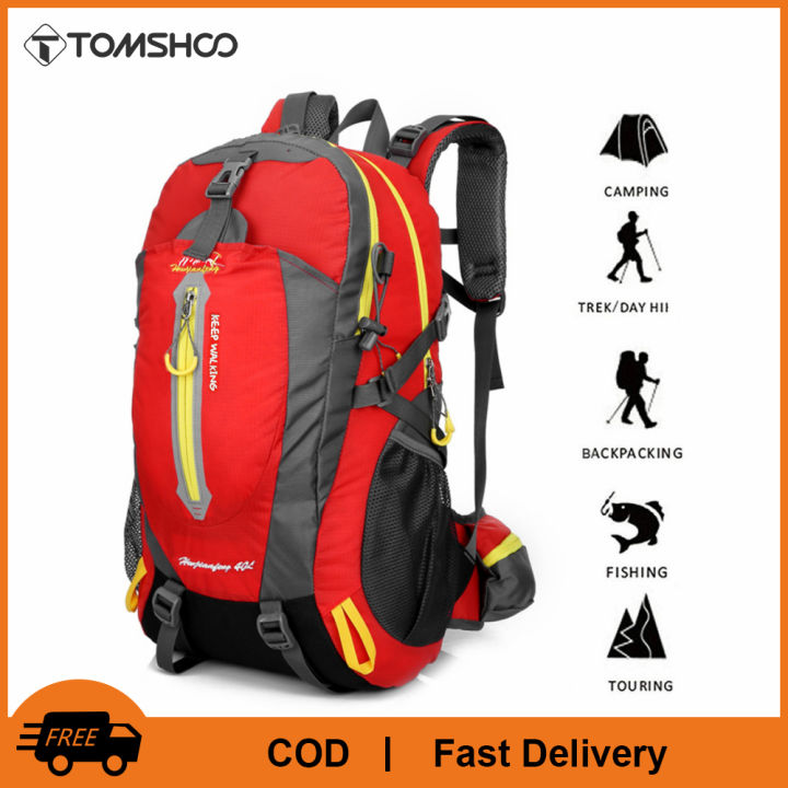 TOMSHOO 40L Water Resistant Travel Backpack Camp Hike Laptop Daypack ...