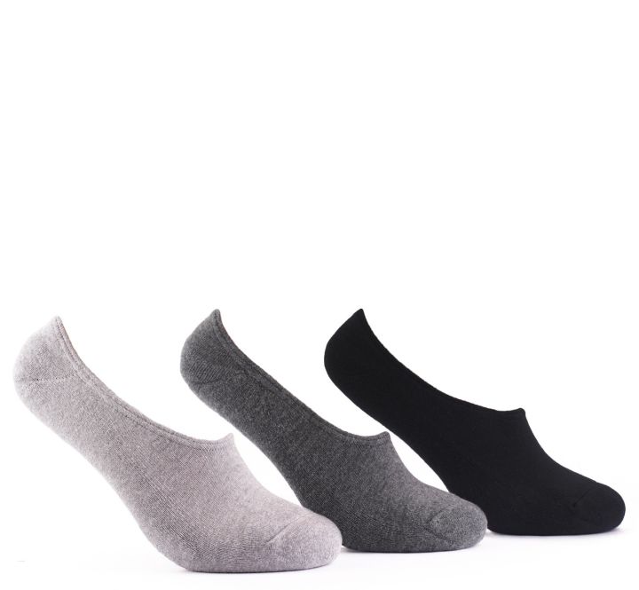 Iconic Mens 3 in 1 Basic Light Invisible Foot Socks Thick Cotton in ...