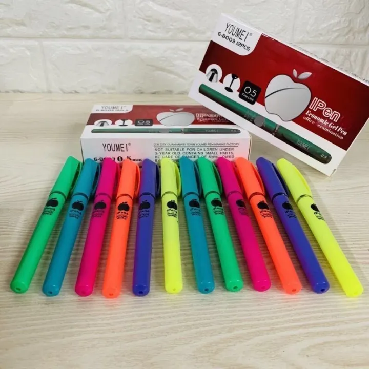 12pcs/Box 0.5mm Economic Gel Pen Black Apple Pen for School Office ...