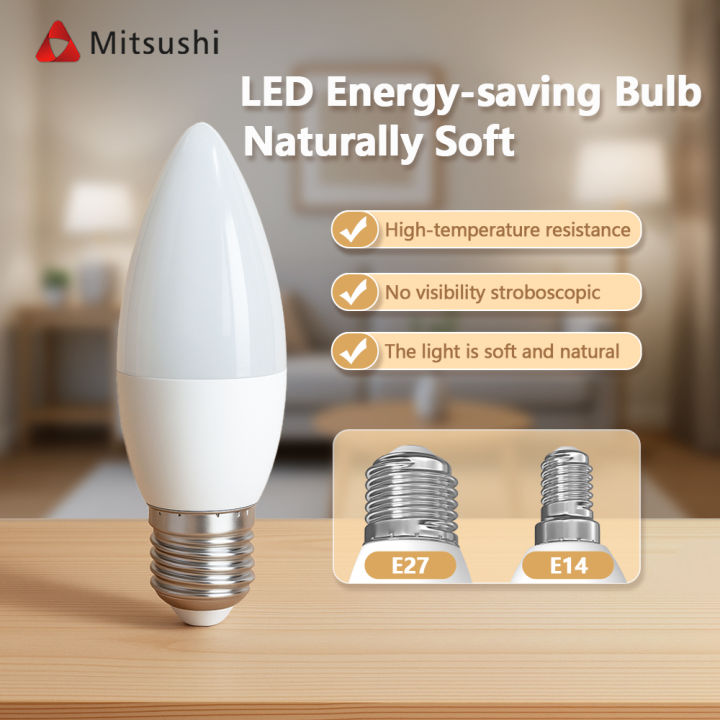 Mitsushi LED Candle Light Bulb E14/E27 5W Decorative Light white Energy ...