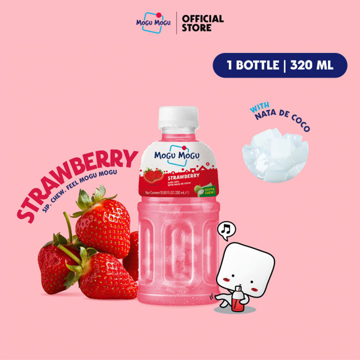 Mogu Mogu Strawberry Nata de Coco Juice Drink 320ml x 1 bottle | Lazada PH