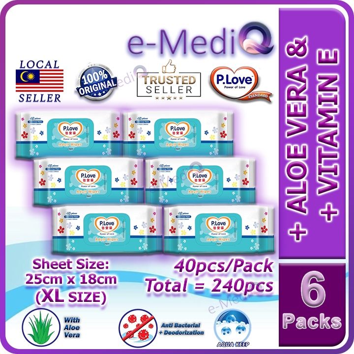 PLove Bundle Wet Wipes (Extra Large Size 25cm x 18cm) - P.Love (Exp ...