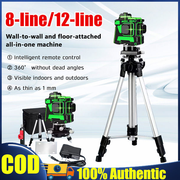 Green Laser Level Meter 8/12 Lines 360° Rotation Measuring Tool LED ...