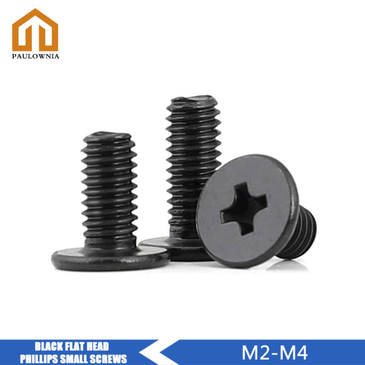 Small Size M2 M2.5 M3 M4 Black Zinc Flat Head Phillips Screw Solid Fasteners Length 3mm-16mm DIY ...