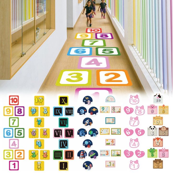 【COD】Cartoon Number Grids Hopscotch Game Floor Stickers Parent-child ...