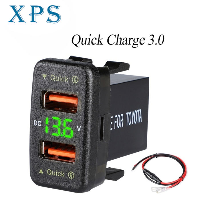 xps New Car toyota usb port charger with voltmeter 12V 24V Adapter Dual ...