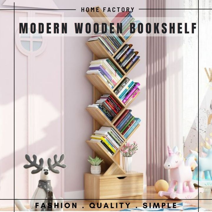 Modern Wooden Tree Shape Book Shelf Rack Book Rack Wooden Rack Buku ...