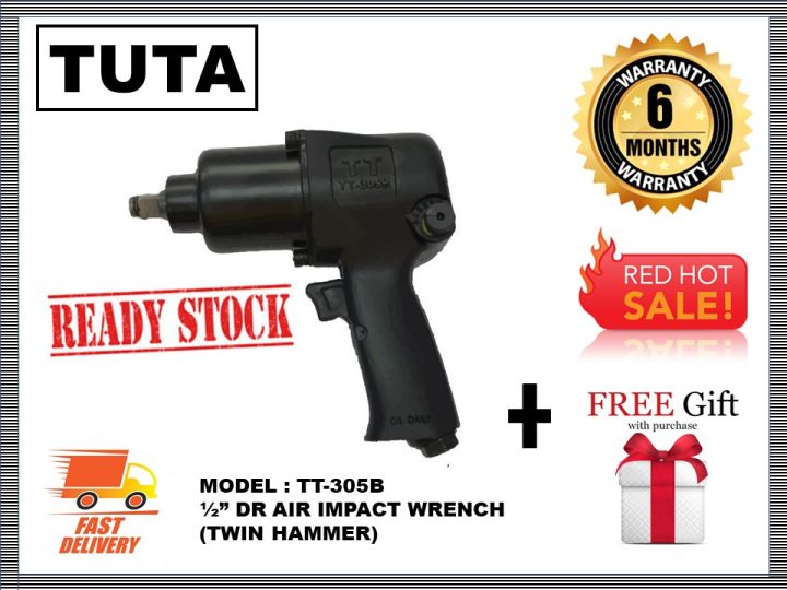 TUTA TT-305B 1/2"DR HEAVY DUTY TWIN HAMMER AIR IMPACT WRENCH | Lazada