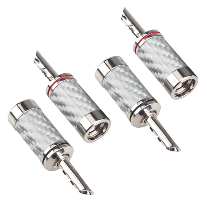 4PCS Banana Plugs HIFI DIY Carbon Fiber Electrical Audio Speaker Cable ...