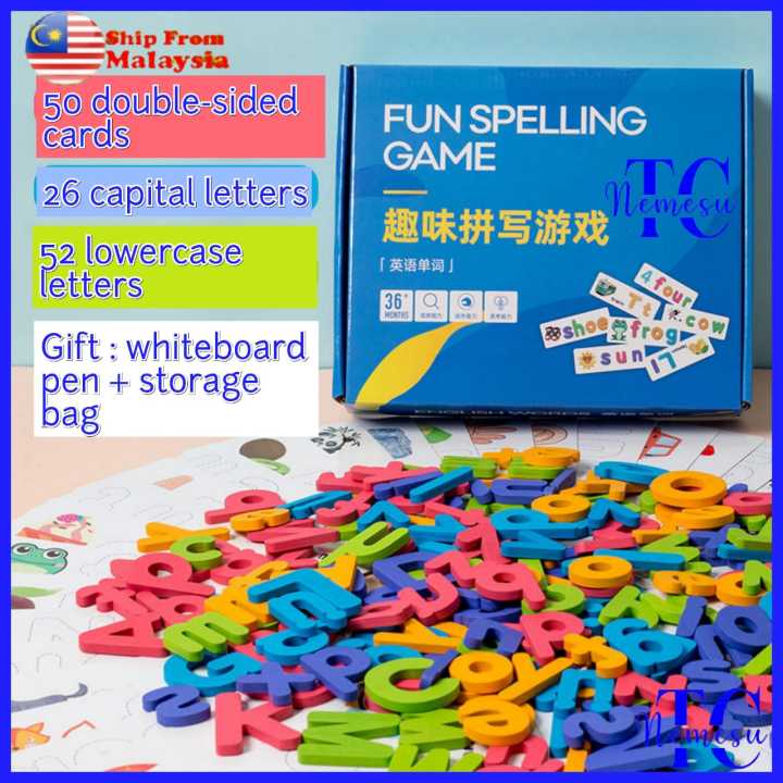 Early Learning Fun Spelling Game Read Toy Alphabet Flash Cards Matching ...