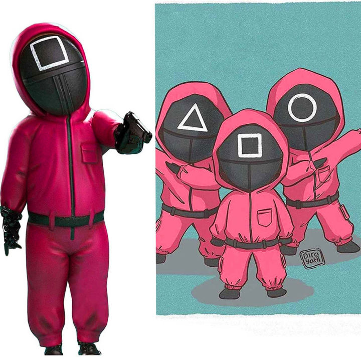 Squid Villain Administrator Boys Cosplay Costume with Masks Children ...