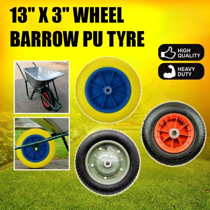 Wheel Barrow PU Tyre - Tayar Kereta Sorong Tanpa Angin - 13 x 3 Tayar Kereta Tolak PVC PU Wheel ...