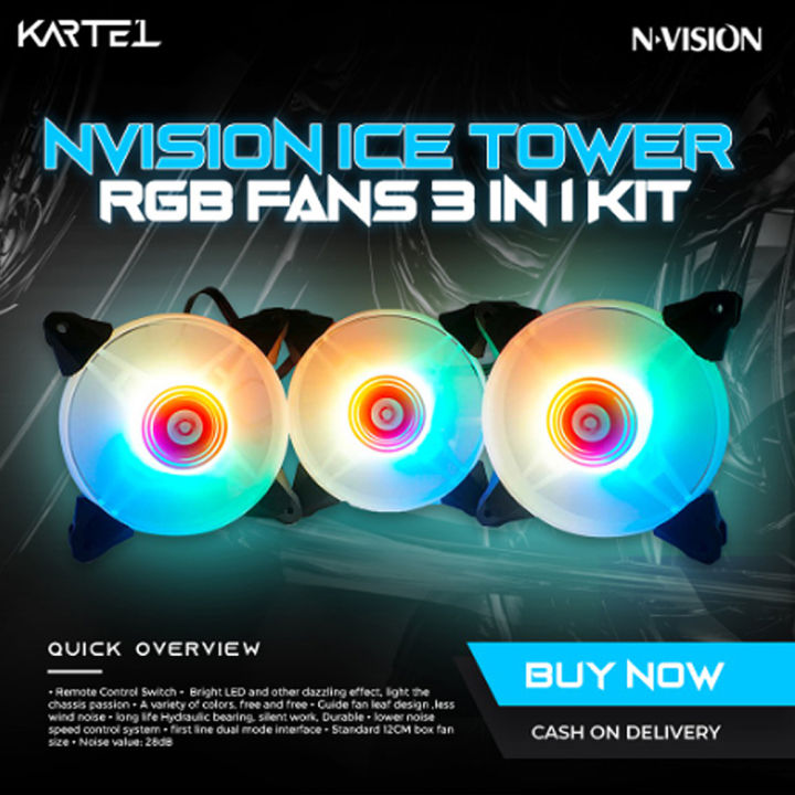 INPLAY Ice Tower RGB Fan 3-in-1 kit, 3* 12cm cooling fan, RGB Control ...