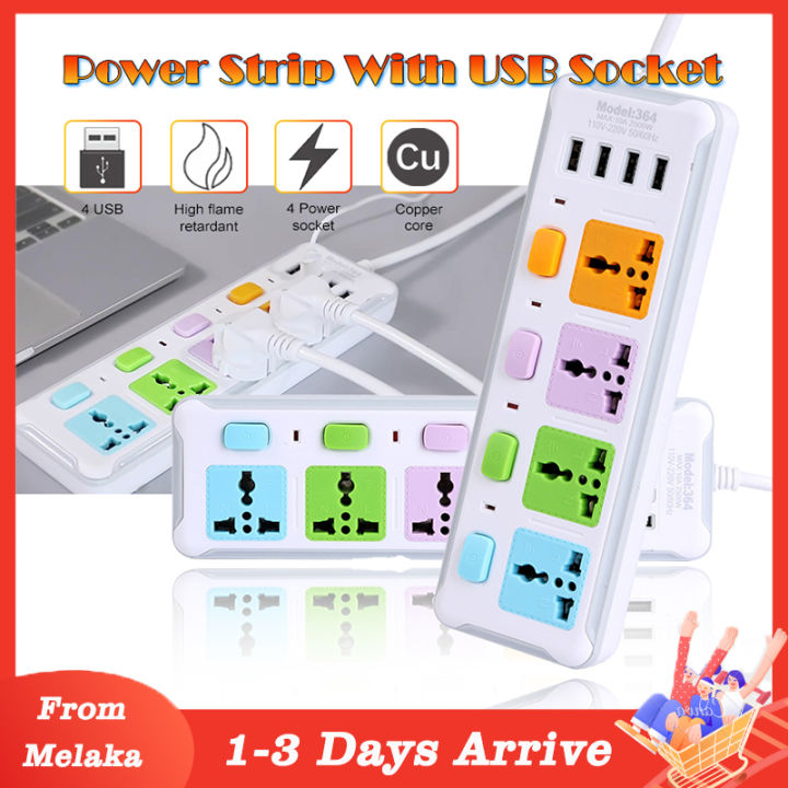 Smart Power Strip Power Socket with 4AC + 4USB Charger Adapter With ...