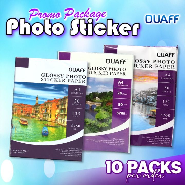 Quaff Glossy Photo Sticker Paper 135 90 Gsm A4 Size 20 Sheets 10 Packs ...