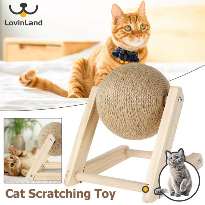 Lovinland Cat Scratcher Natural Sisal Scratcher Spinning Cat Ball Solid ...