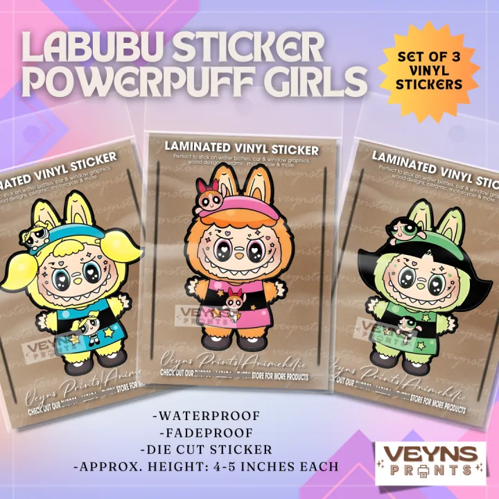 LABUBU POWERPUFF GIRLS LAMINATED VINYL STICKER | Lazada PH