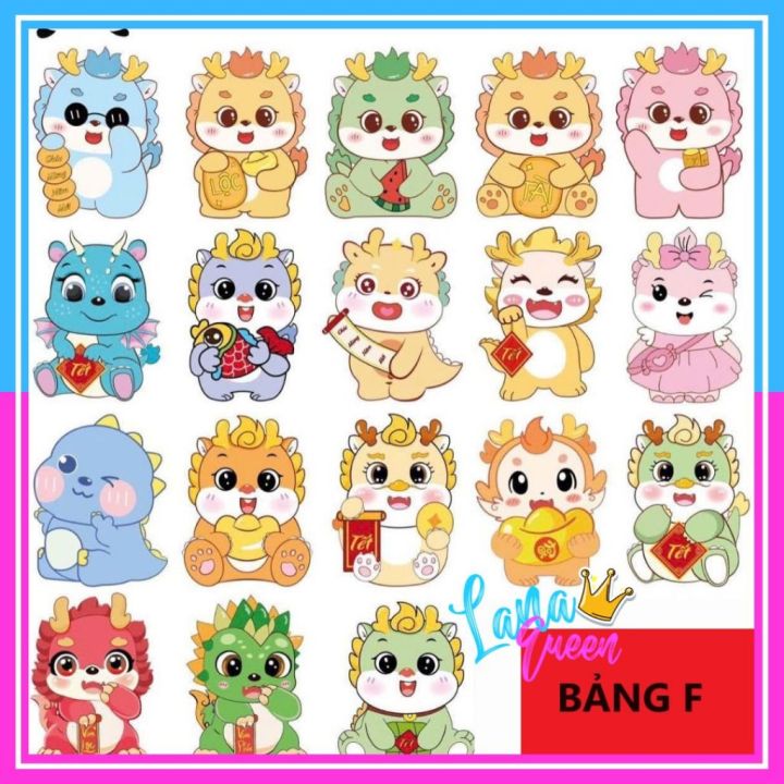 Combo 50 bao lì xì chibi chipi chi bi Rồng phản quang hoạt hình tết lì ...