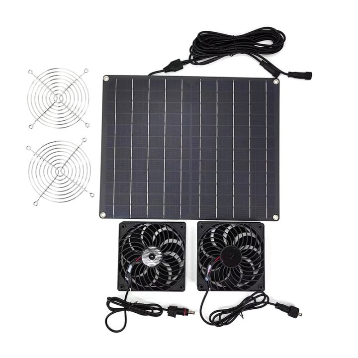 15W 12V Solar Exhaust Fan Ventilator with Dual Fan Air Extractor ...