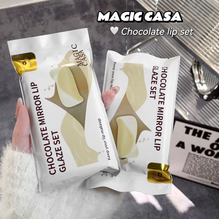 Supermy NO.1 New MAGIC CASA 5 PCS/SET White Chocolate Mirror Lip Glaze Water Gloss Glass ...