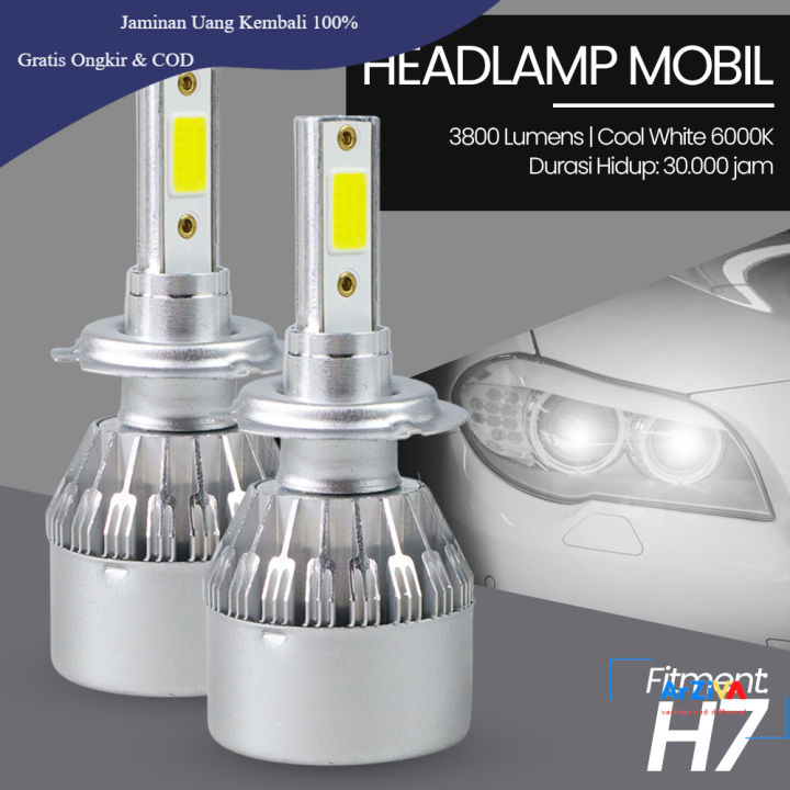CARSUN Lampu Depan Mobil Headlamp LED COB H7 Cool White 36W 2 PCS - C6 - White | Lazada Indonesia