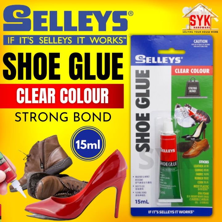 SYK SELLEYS Shoe Glue (15ml) Clear Colour Shoe Repair Kit Adhesive ...
