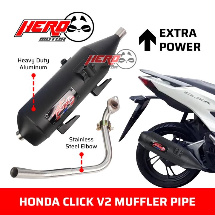 Honda Click 125 / 150 POWER PIPE V4 BLACK SERIES 1Set Muffler | Lazada PH
