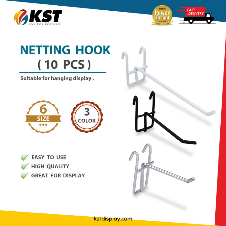 Netting Hook Chrome Netting Grid Detail Display Hanging Wire 10pcs