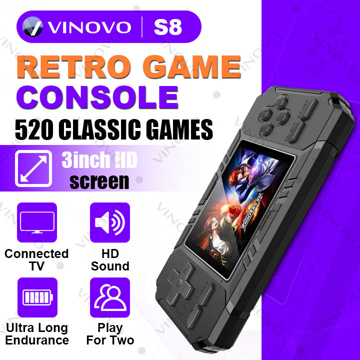 VINOVO Original S8 2 Players Portable 3 Inch Retro Mini Pocket Game ...