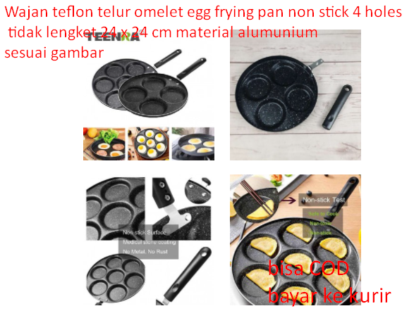 Wajan teflon telur omelet egg frying pan non stick 4 holes tidak ...
