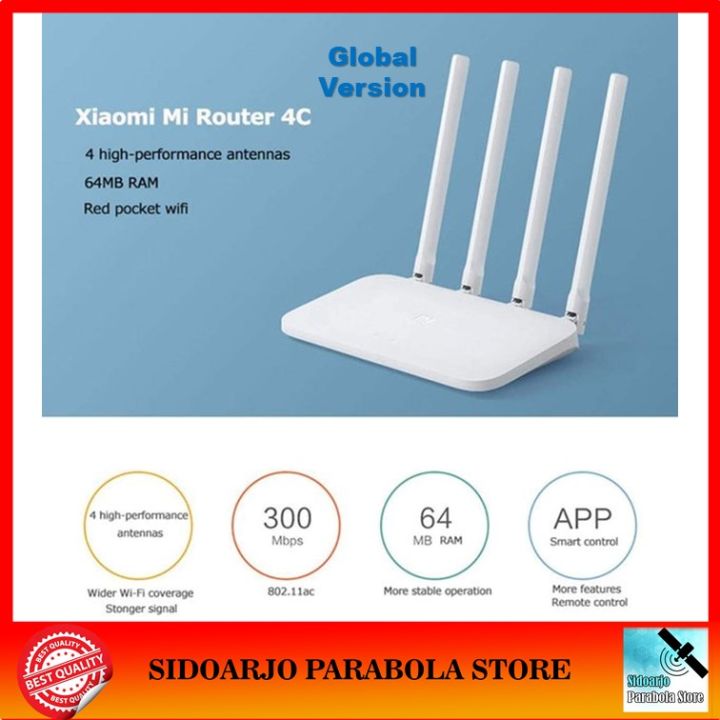 Xiaomi Router 4C 300Mbps 2.4Ghz 4 Antena Wifi Extender Repeater Global ...