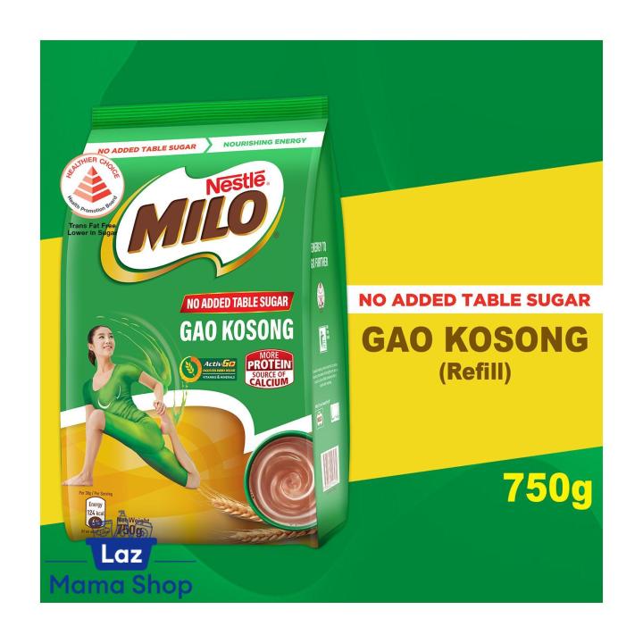 Milo Gao Kosong Zero Added Table Sugar Chocolate Malt Powder With Milk ...