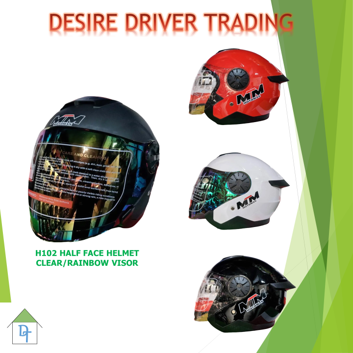 Affordable Premium MTM H102 Half Face Helmet Clear/Rainbow Visor with ...