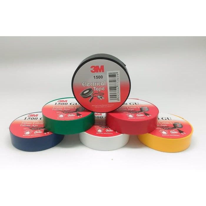 Isolasi Listrik 3M 1500 GU HITAM I Solasi Kabel Tahan Api Warna Tape ...