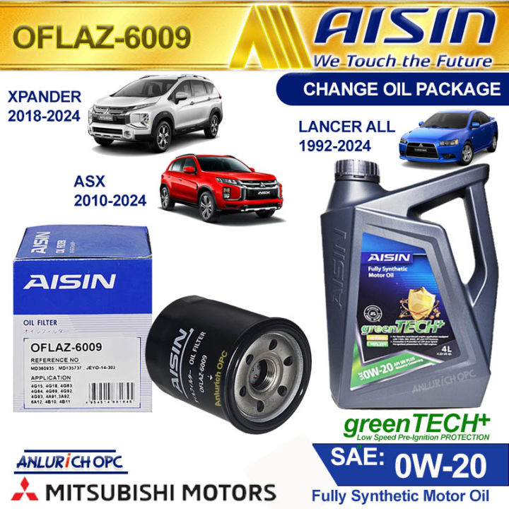 AISIN FULLY SYNTHETIC CHANGE OIL PACKAGE 0W-20 XPANDER LANCER ASX GRANDIS OUTLANDER 1 GALLON ...