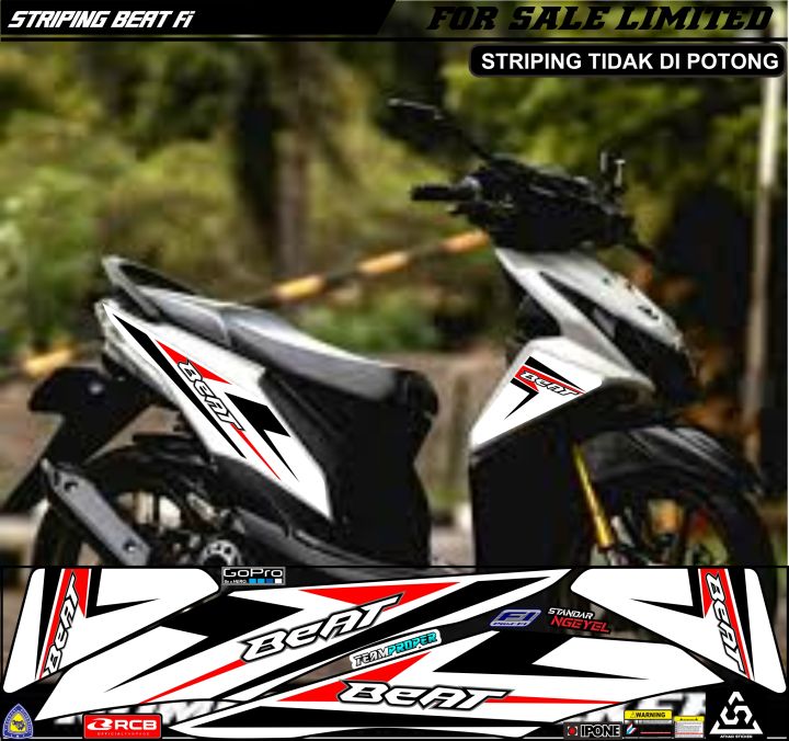 Striping stiker variasi honda beat fi putih model lis warna varian ...