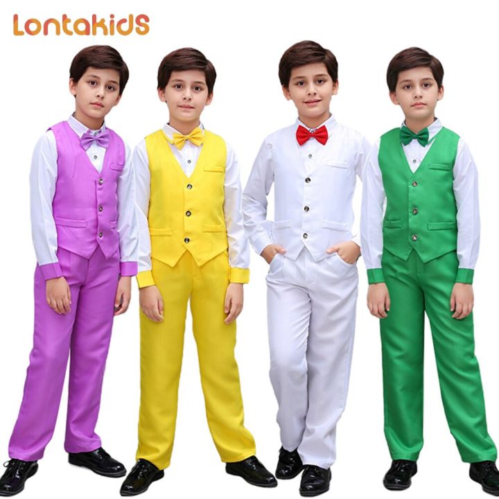 lontakids 4Pcs Boys Clothes Sets Kids Formal Suits Long Sleeve Shirt ...