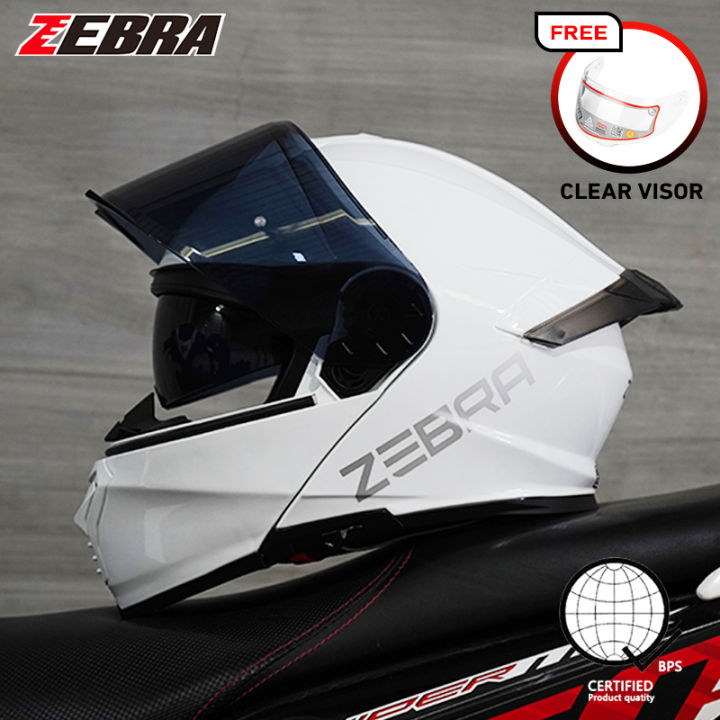 Zebra helmet full face modular helmet motorcycle dual visor man and ...