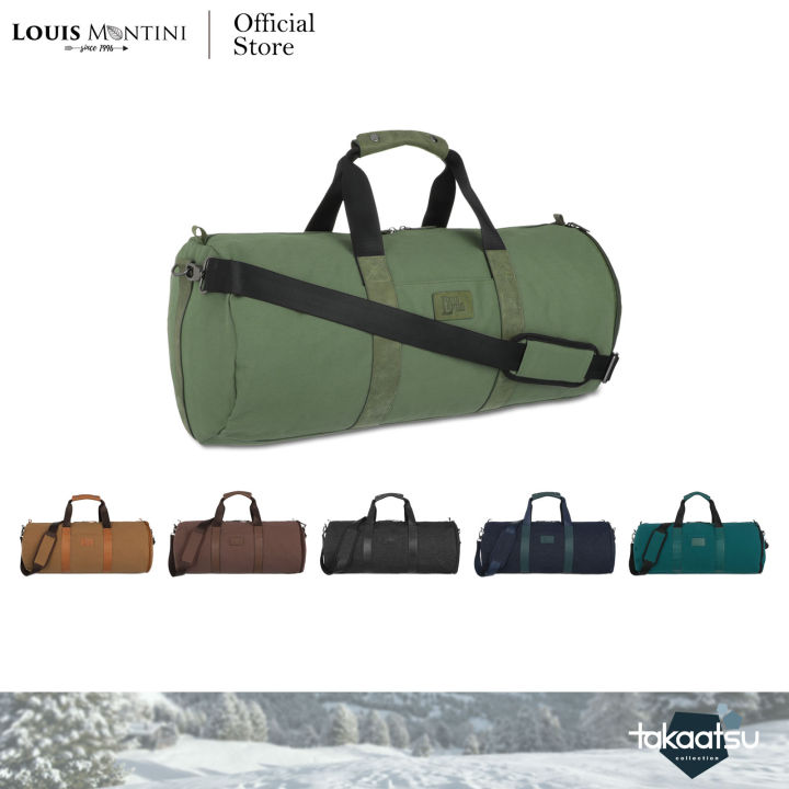 Louis Montini Round Duffel Bag กระเป๋าเดินทาง ทรงกระบอก กระเป๋าผ้าแคนวา ...